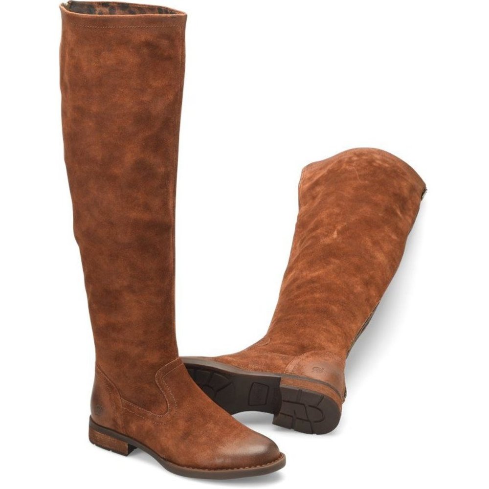 Born Borman Knee High Boots In Brown Leather - Gem